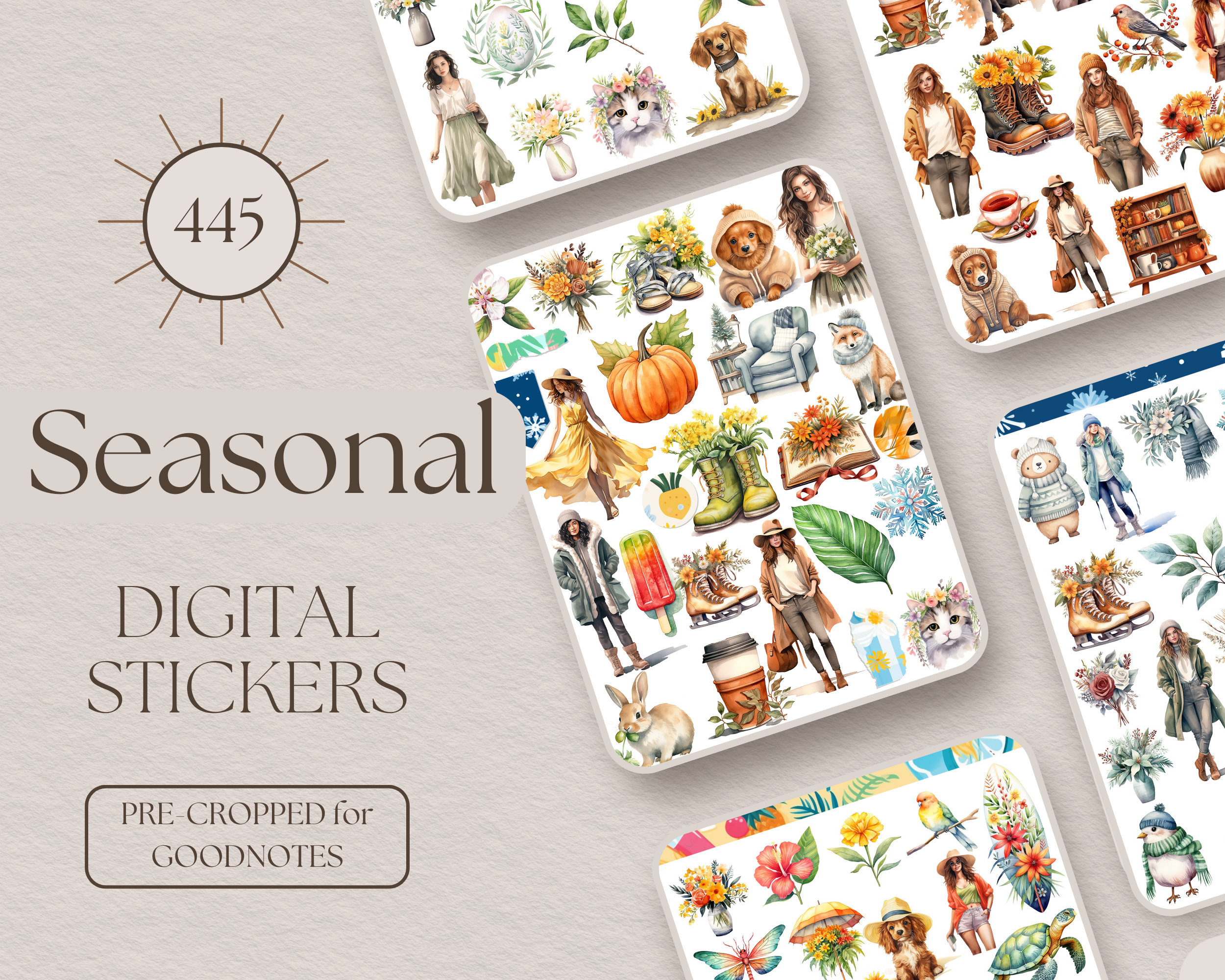 Pegatinas digitales GoodNotes TEMPORADA Pegatinas digitales GoodNotes ...