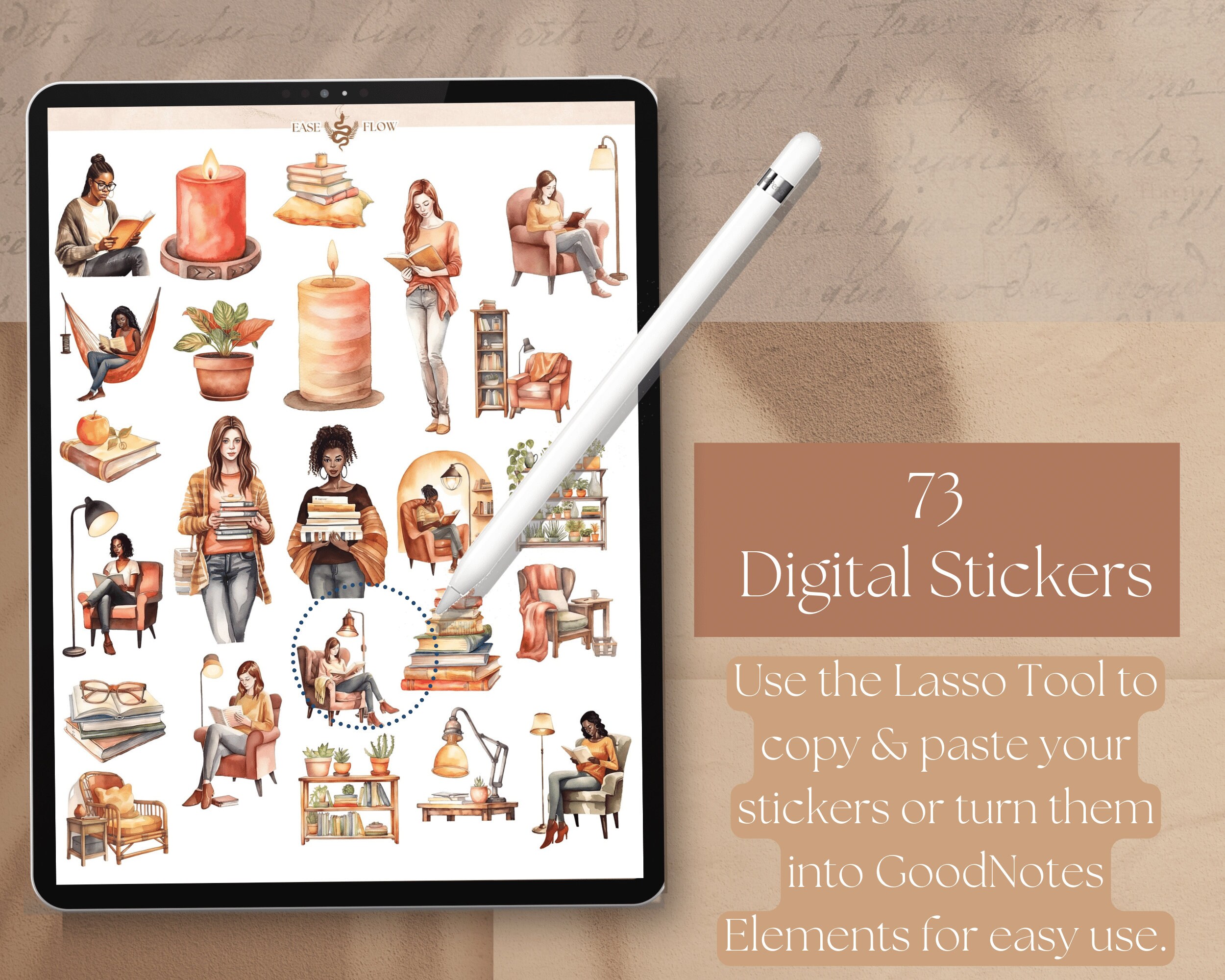 Bookish Stickers Digital | 73 Reading Stickers for Goodnotes, Bookish ...