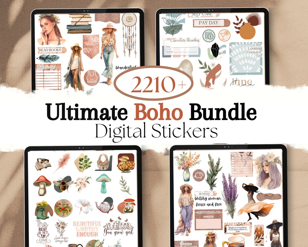 Ultimate Boho Digital Sticker Bundle for Goodnotes | 2210+ Neutral ...
