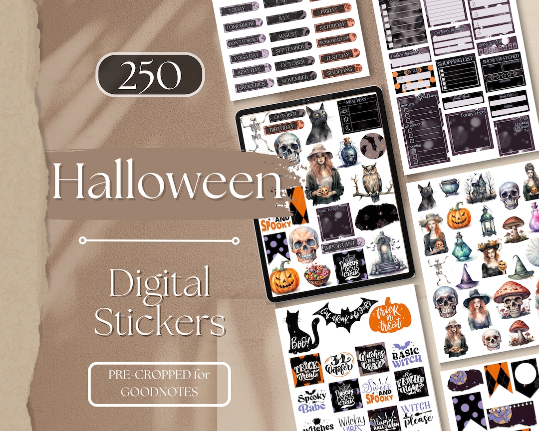 Halloween Digital Stickers for Goodnotes | 250+ Digital Planner ...