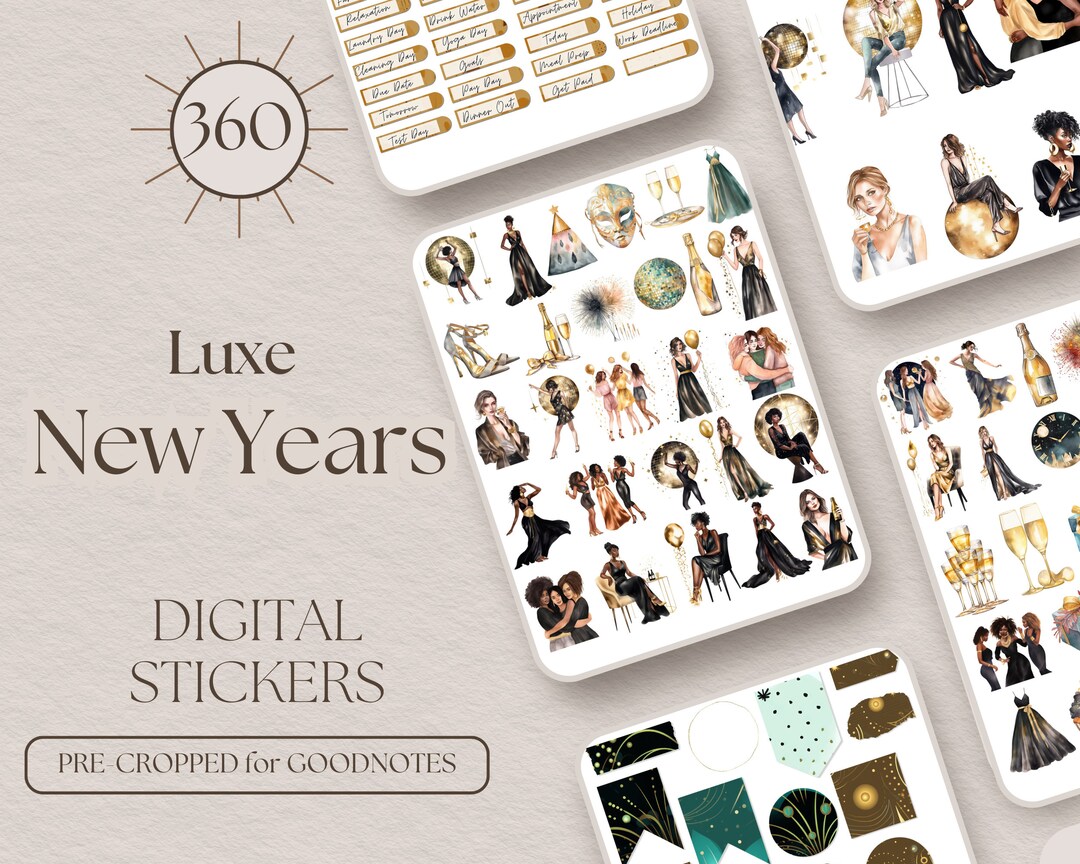 New Years Holidays Digital Stickers Goodnotes Stickers | 360 Digital ...