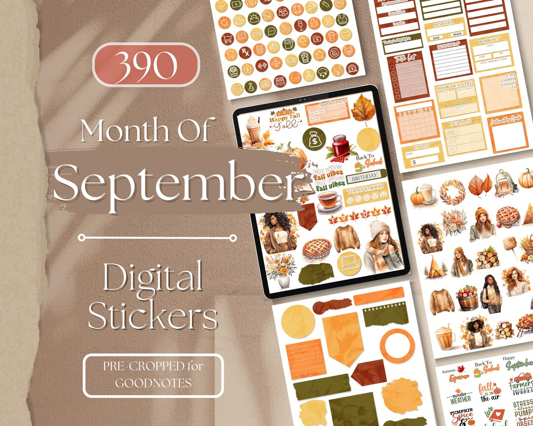 SEPTEMBER Digital Stickers 2023 GOODNOTES STICKERS | 390+ Month of ...