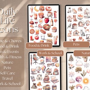 Daily Life Digital Stickers ICONS Goodnotes Stickers | 228 Digital ...