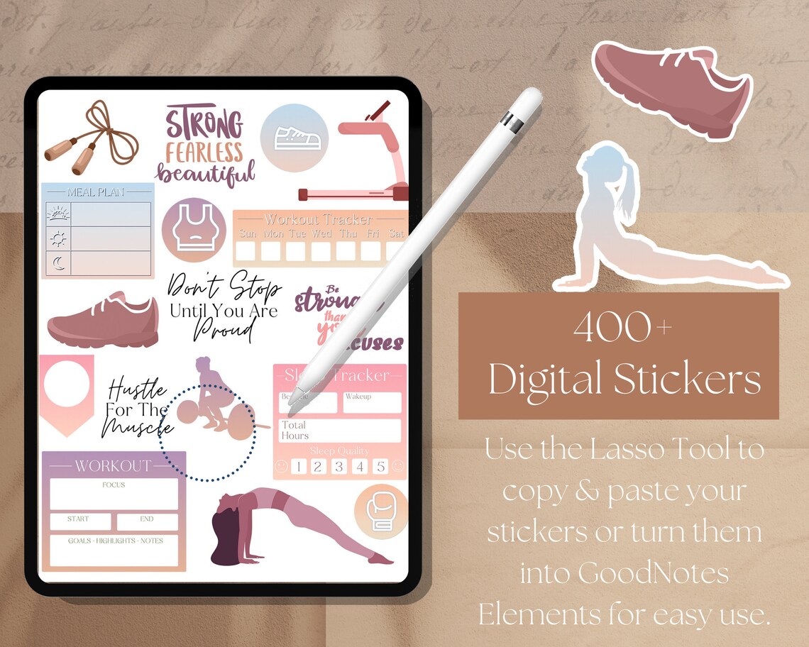 Workout Digital Planner Sticker | Fitness GOODNOTES STICKERS |420 ...