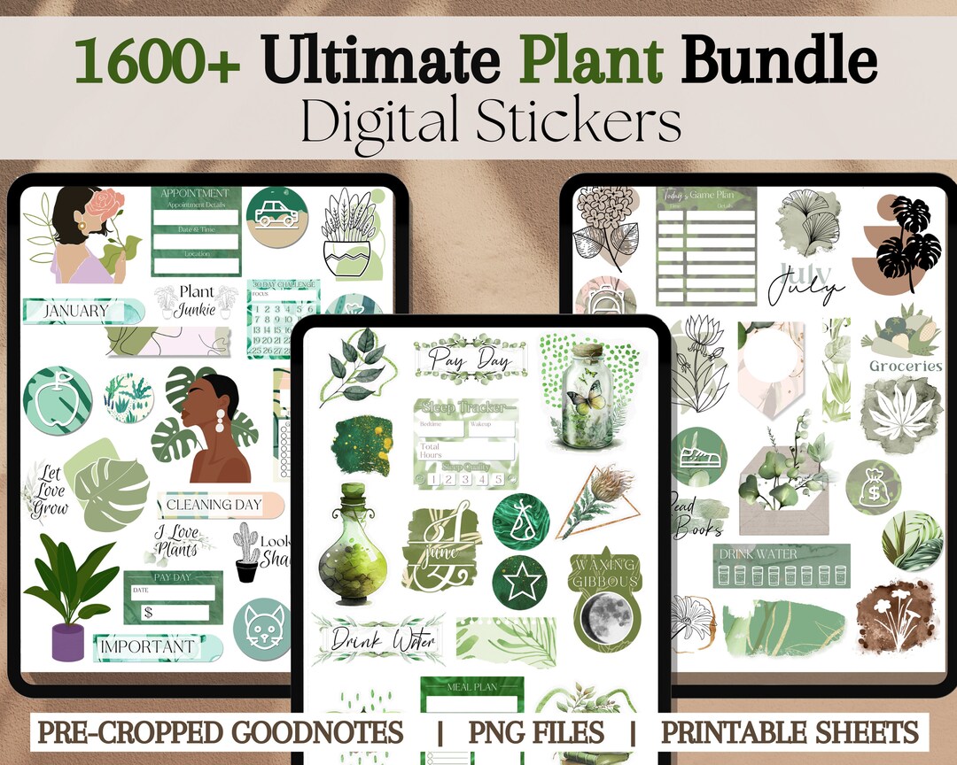 Ultimate PLANT Digital Sticker Bundle for Goodnotes | 1600+ Greeneries ...
