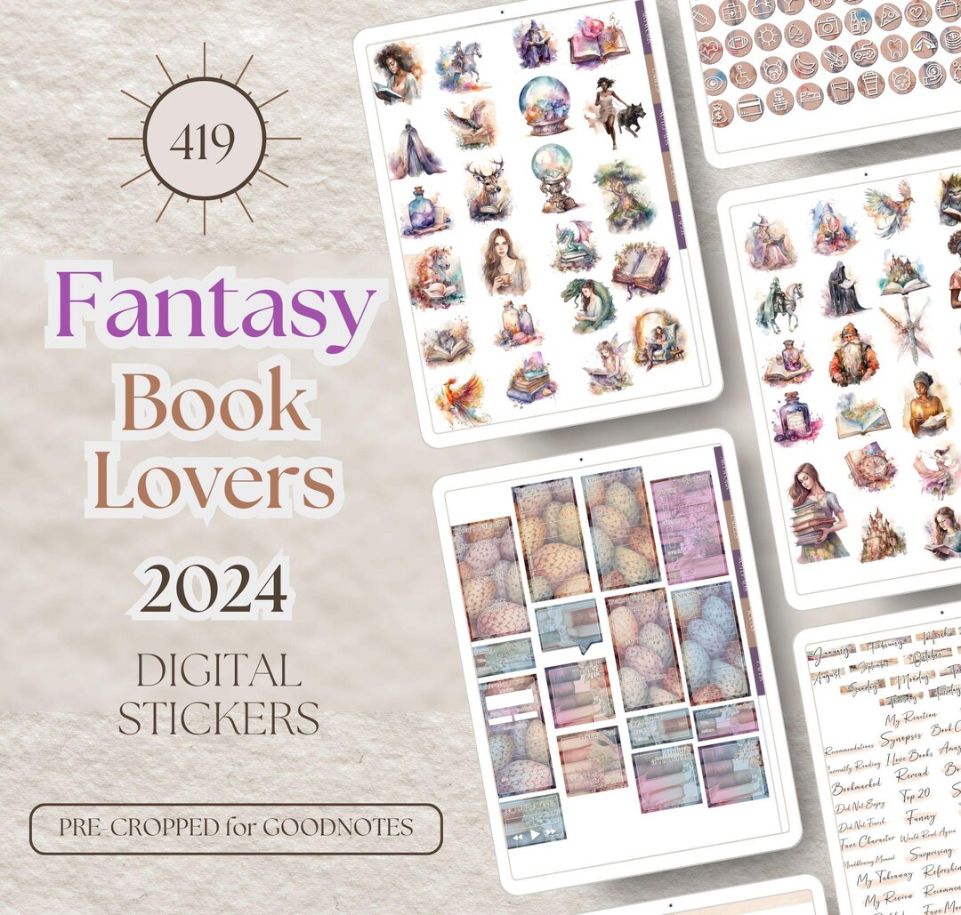 Fantasy Book Lovers Digital Stickers Bookish Reading Sticker for ...