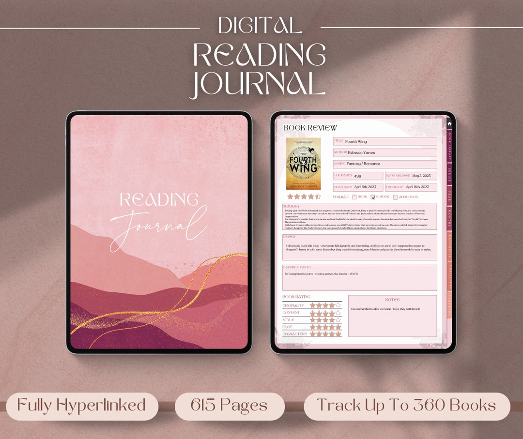 Digital Reading Journal | 600+ Page Digital Book Tracker Reading Log ...