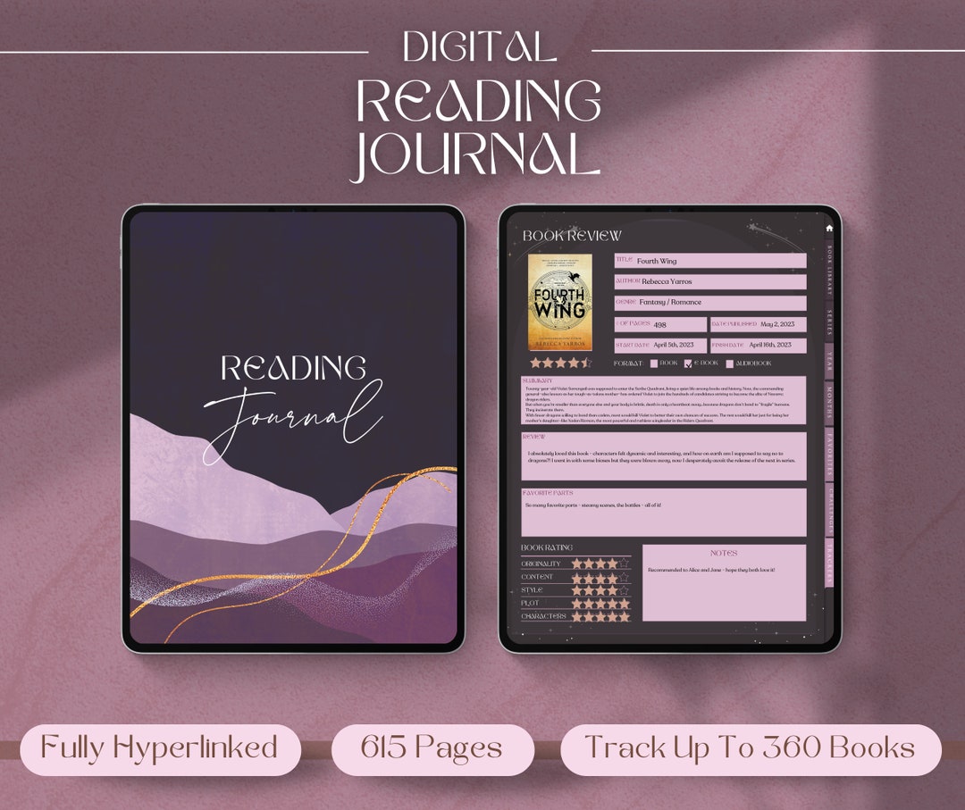 Digital Reading Journal | 600+ Page Digital Book Tracker Reading Log ...