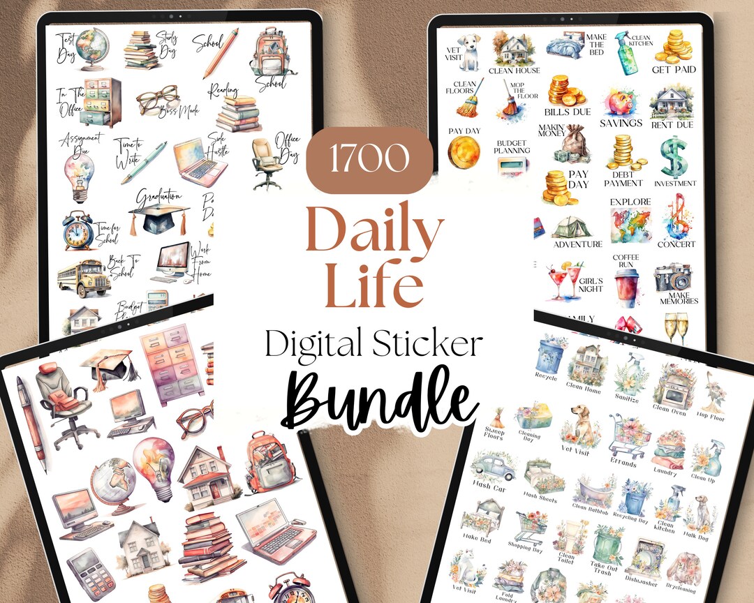 Ultimate DAILY LIFE Digital Sticker Bundle for Goodnotes | 1700 ...