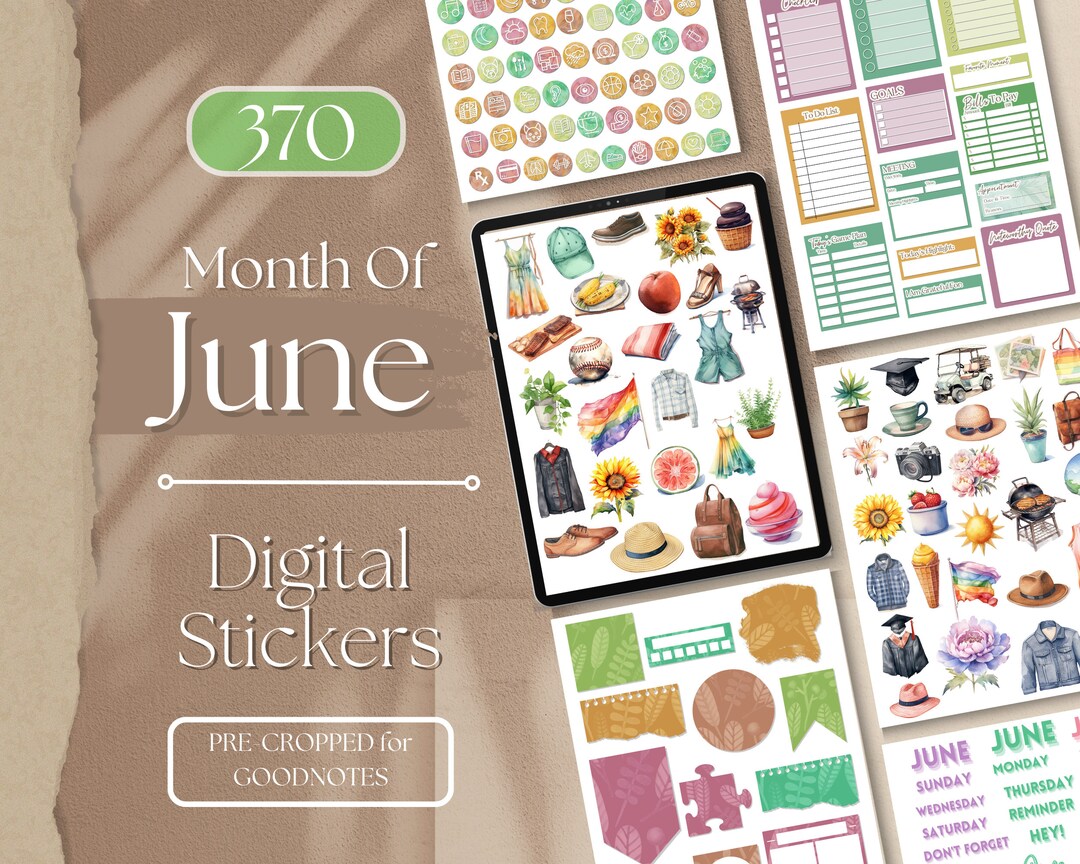 JUNE Digital Stickers 2023 GOODNOTES STICKERS | 370+ Month of June ...