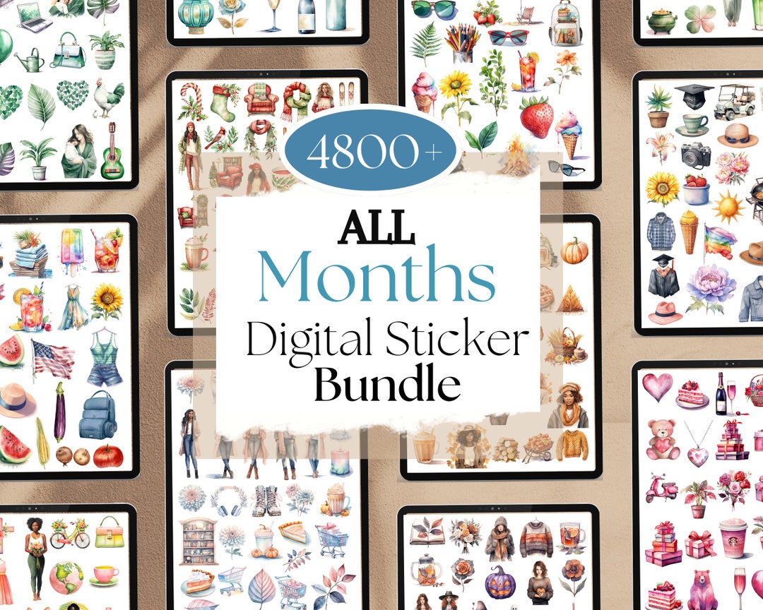 ALL MONTHS Digital Stickers Bundle | GOODNOTES Stickers, 4800+ Month ...