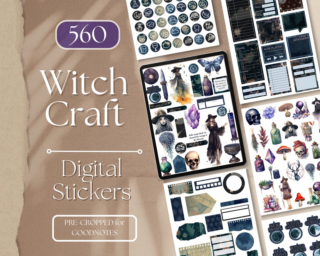 Witchy Planner Stickers Digital | Witchcraft Digital Planner Stickers ...