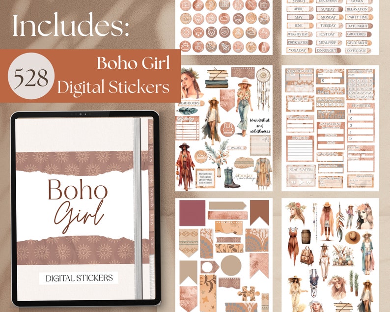 Ultimate Boho Digital Sticker Bundle for Goodnotes | 2210+ Neutral ...
