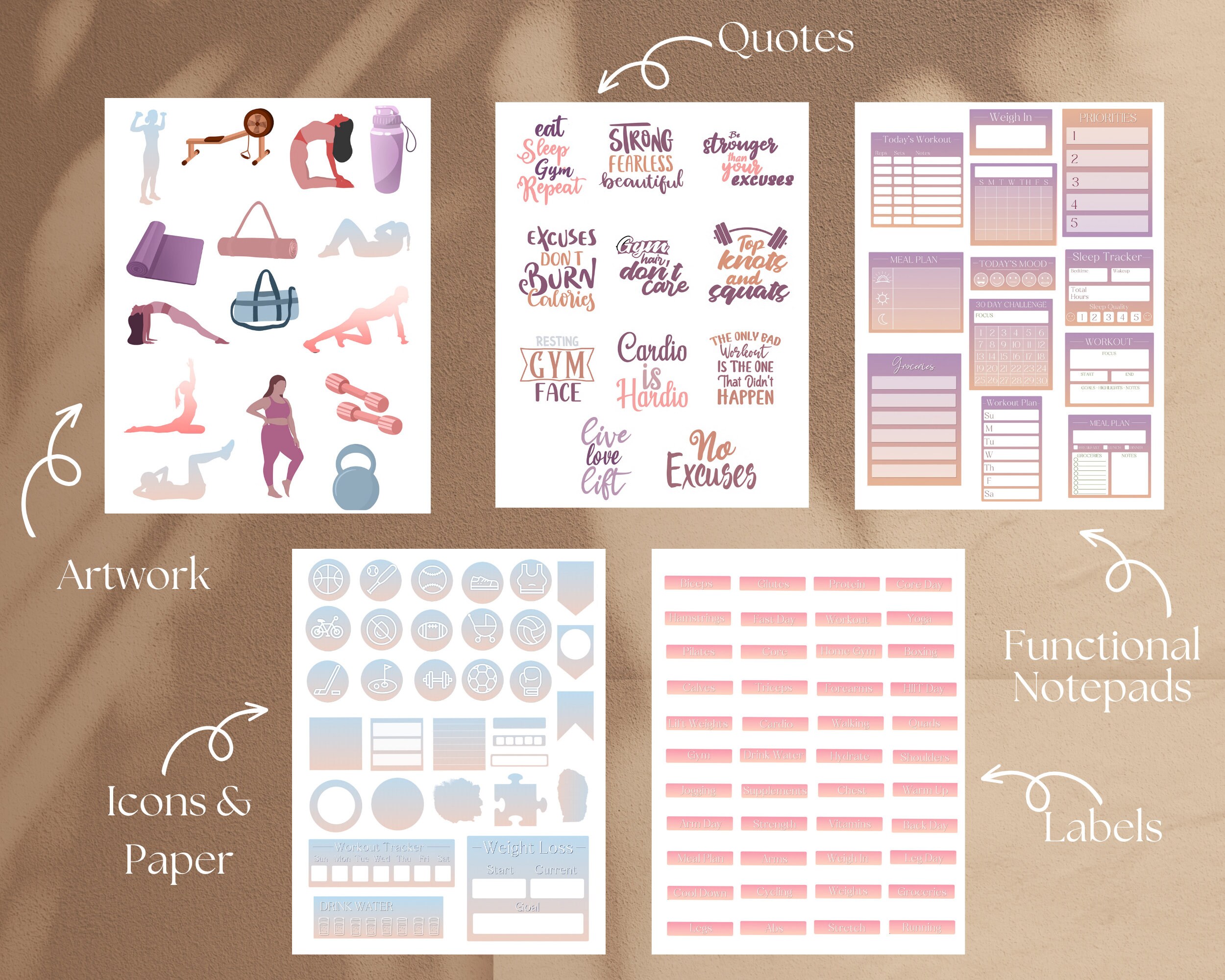 Workout Digital Planner Sticker Fitness GOODNOTES STICKERS - Etsy