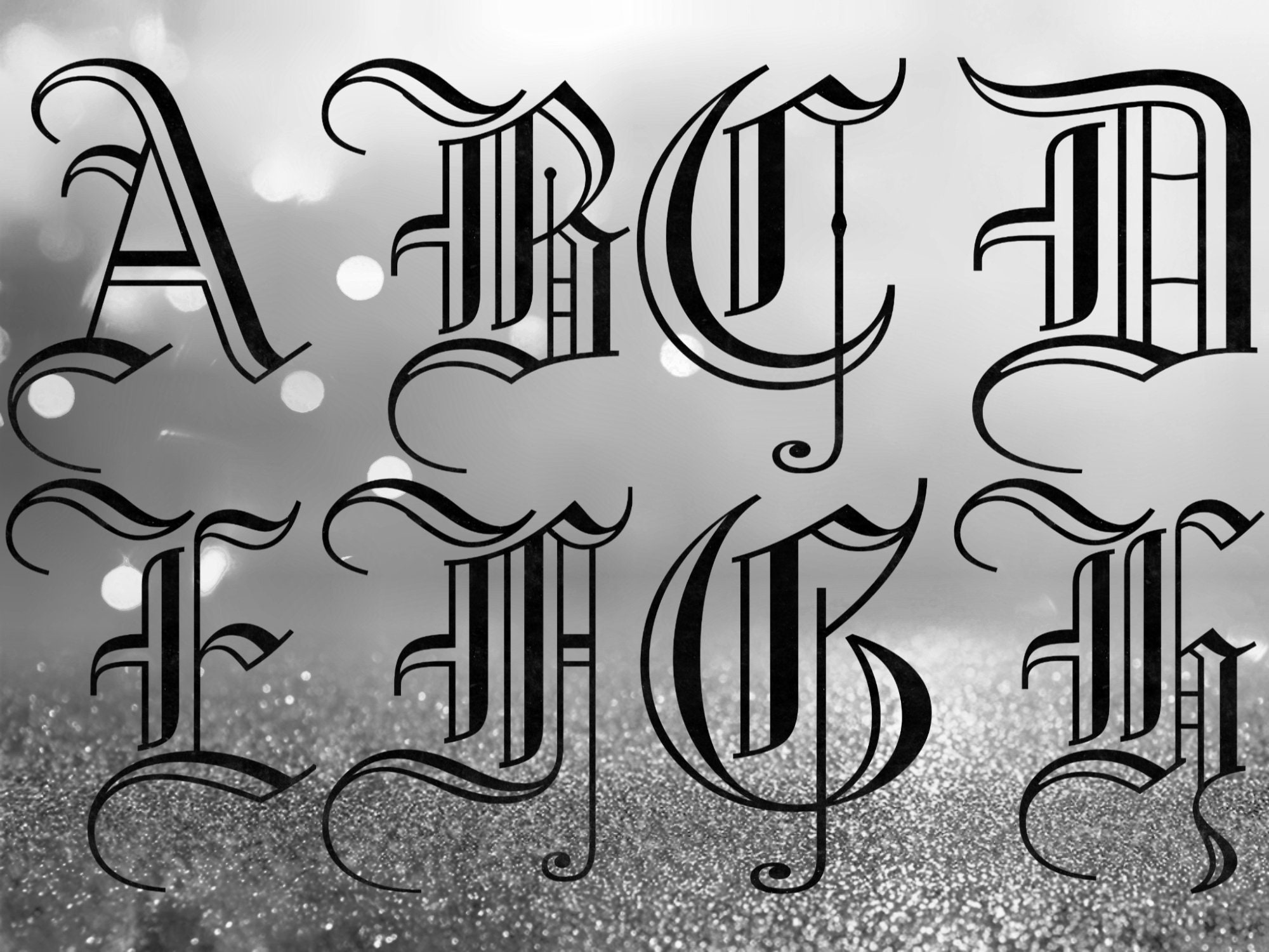 Gothic Letter Alphabet Nightsky Letters Numbers - Etsy