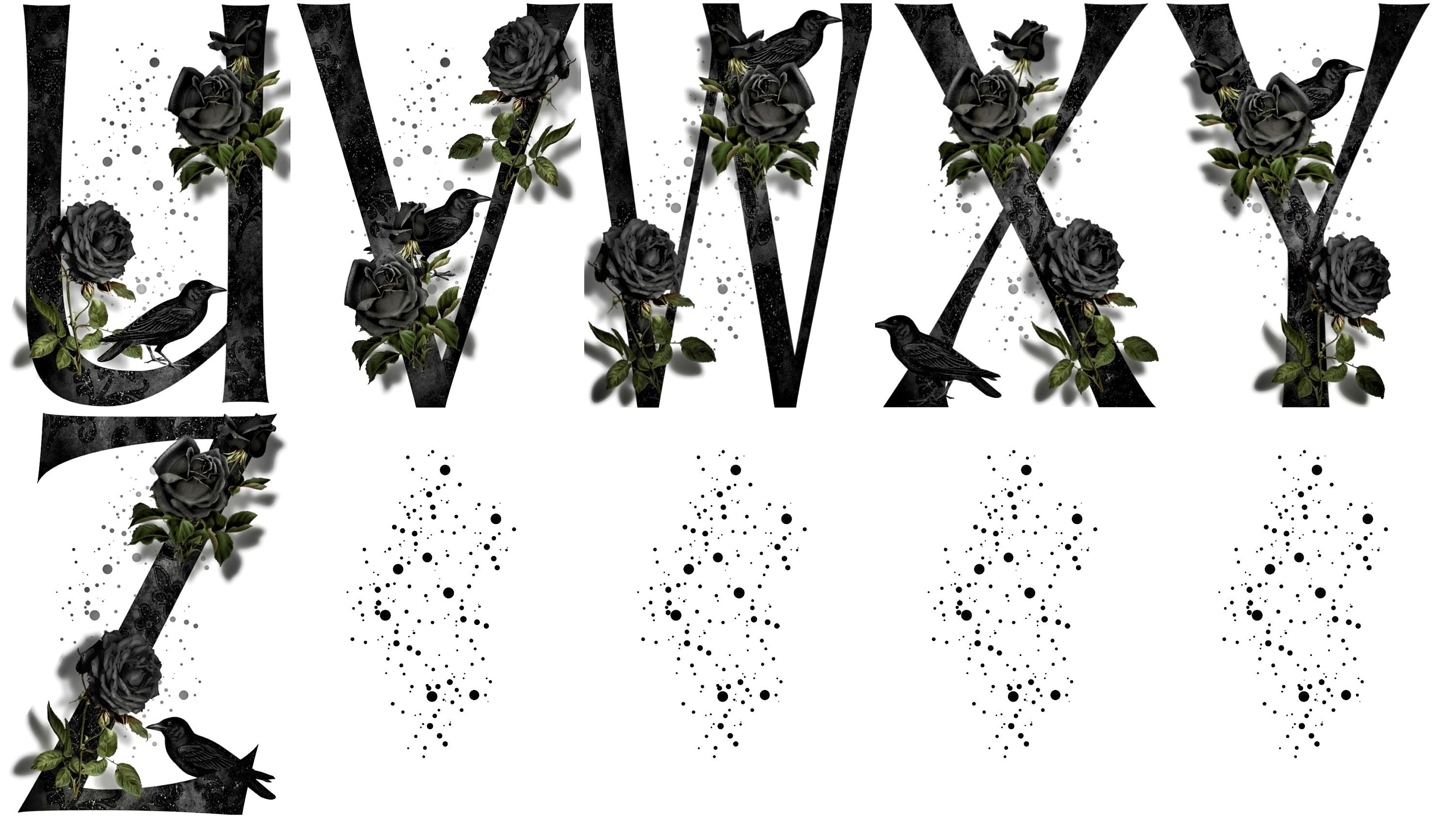 Gothic Raven Alphabet Letters Numbers Character 45 - Etsy