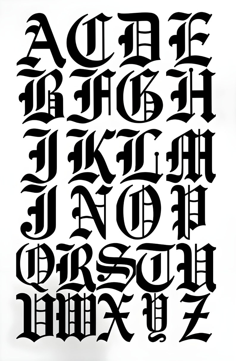 Old English Alphabet Letters Numbers Character 45 Pngs - Etsy