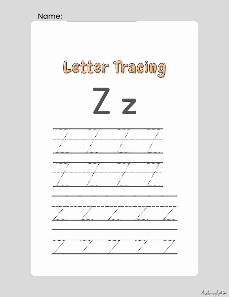 DIGITAL Alphabet Tracing Download Worksheets Zip Pdf Digital File ...