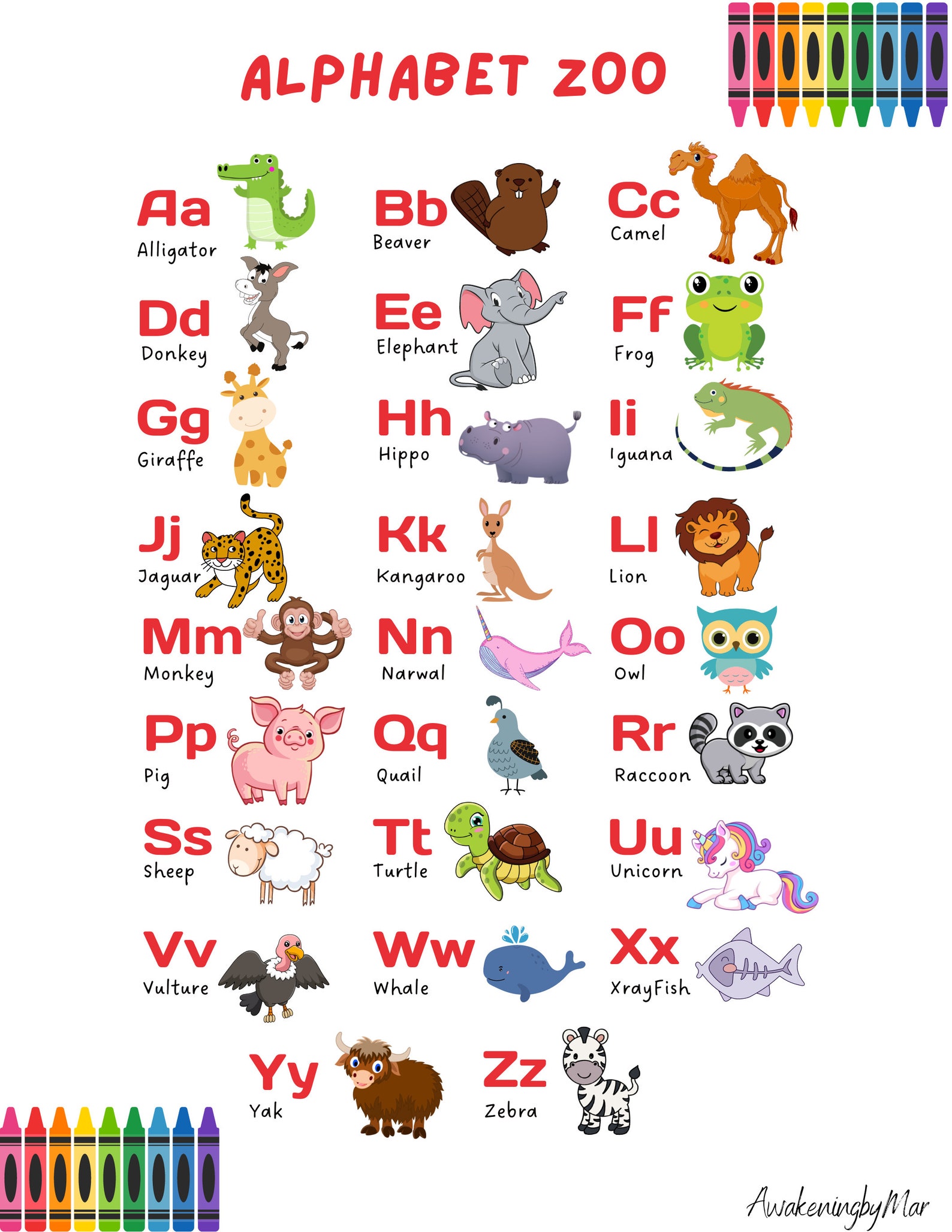 Printable Coloring ALPHABET ZOO PRINTABLE Zoo Download Coloring Animals ...