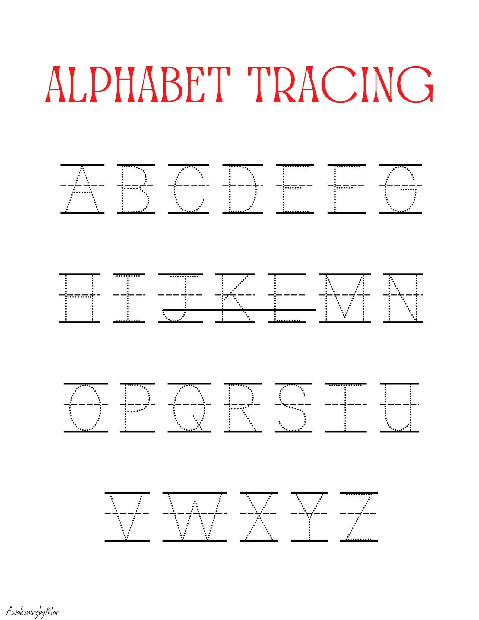 DIGITAL Alphabet Tracing Download Worksheets Zip Pdf Digital File ...