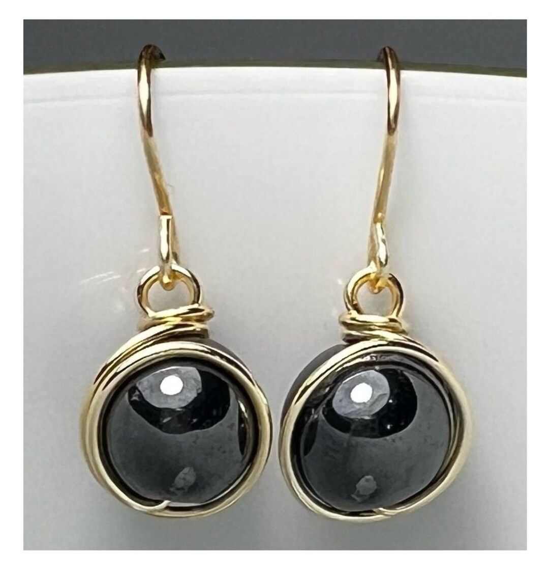 Handmade Gold Hematite Earrings 10MM - Etsy