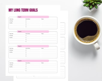 Long Term Goal and Vision Planner Printable Vision Planner Goal Planner ...