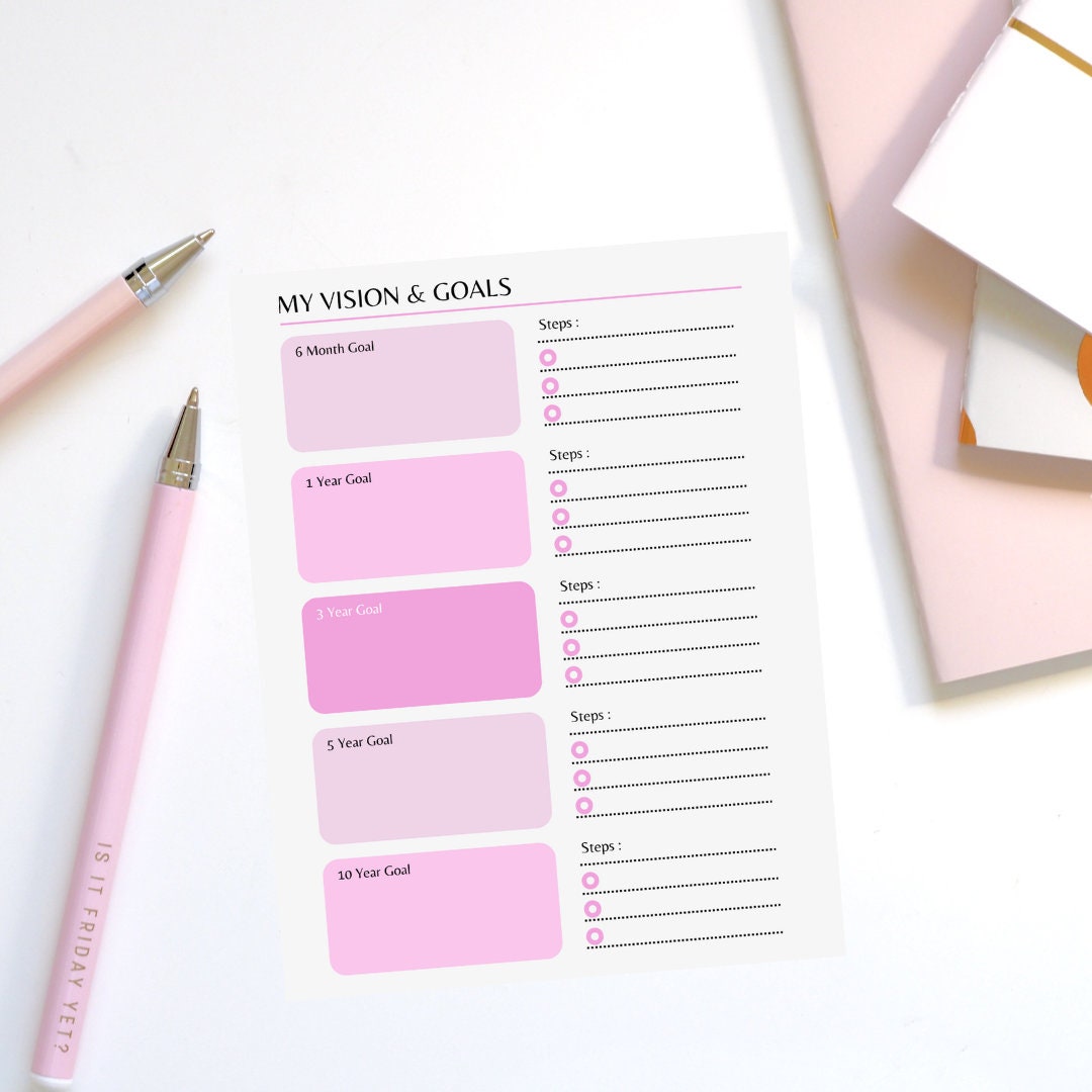 Printable Goals Planner Short Term Goal Planner Printable Etsy