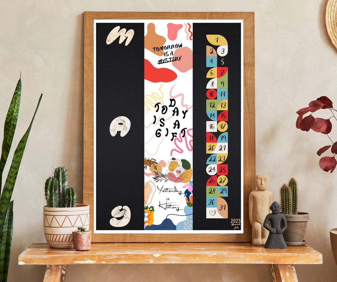 2025 Printable Boho & Bauhaus Wall Calendar Modern Aesthetic Design ...