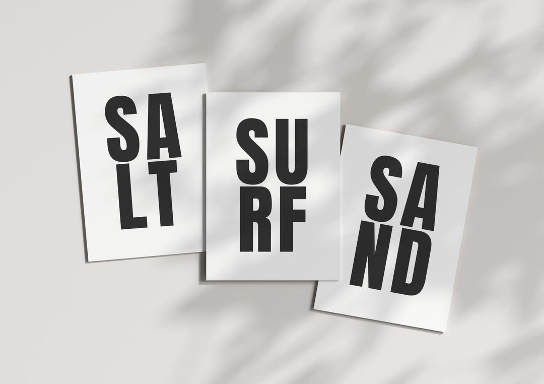 SALT, SAND, SURF Poster Bundle Digital Download Wall Art Typography ...