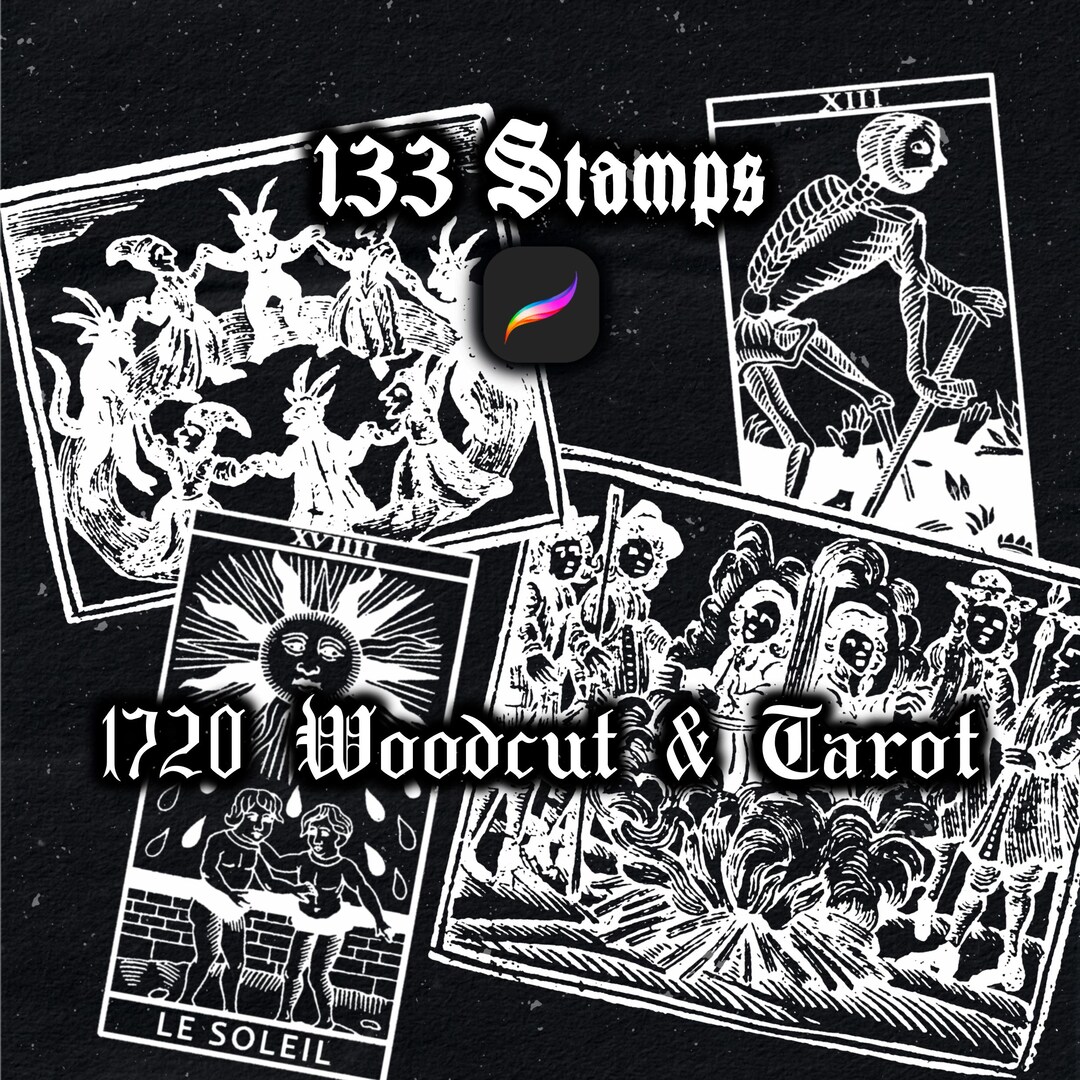 Woodcut and Tarot Card Design Bundle for Tattoo Artists. Over 130 ...