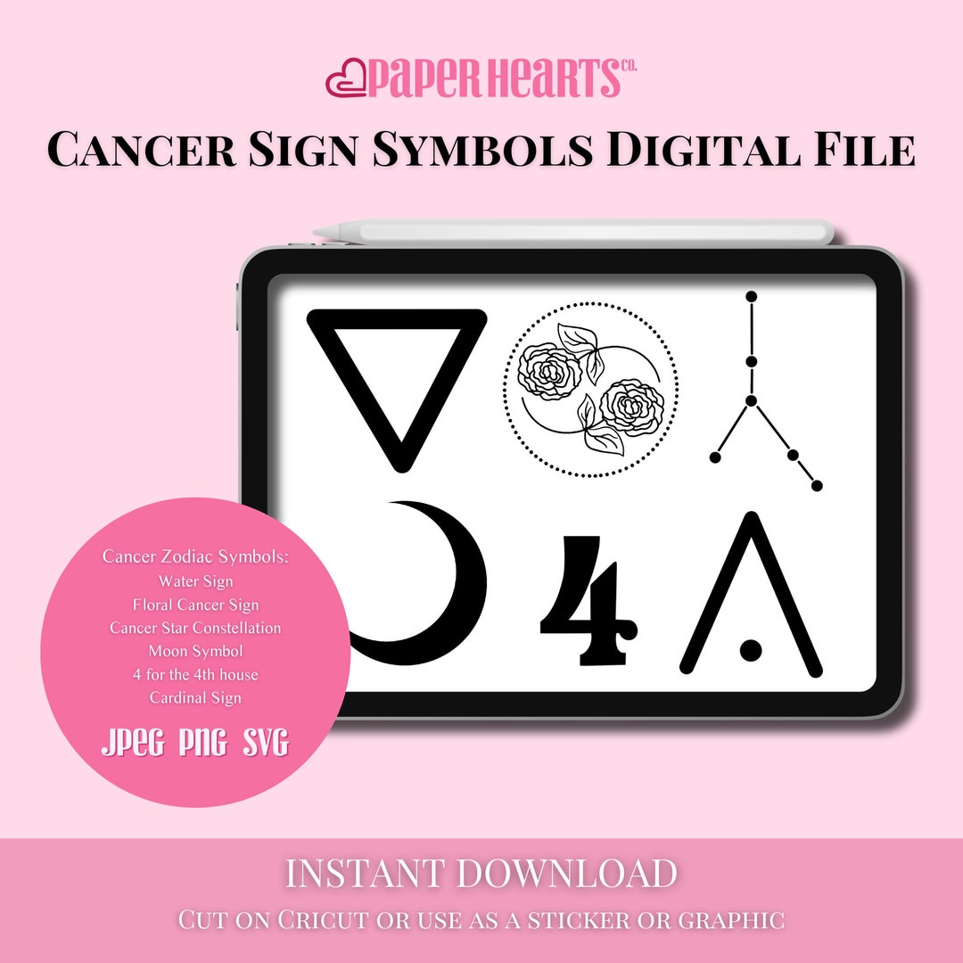 Cancer Zodiac Sign Symbols Digital SVG PNG JPEG File Astrology Birth ...