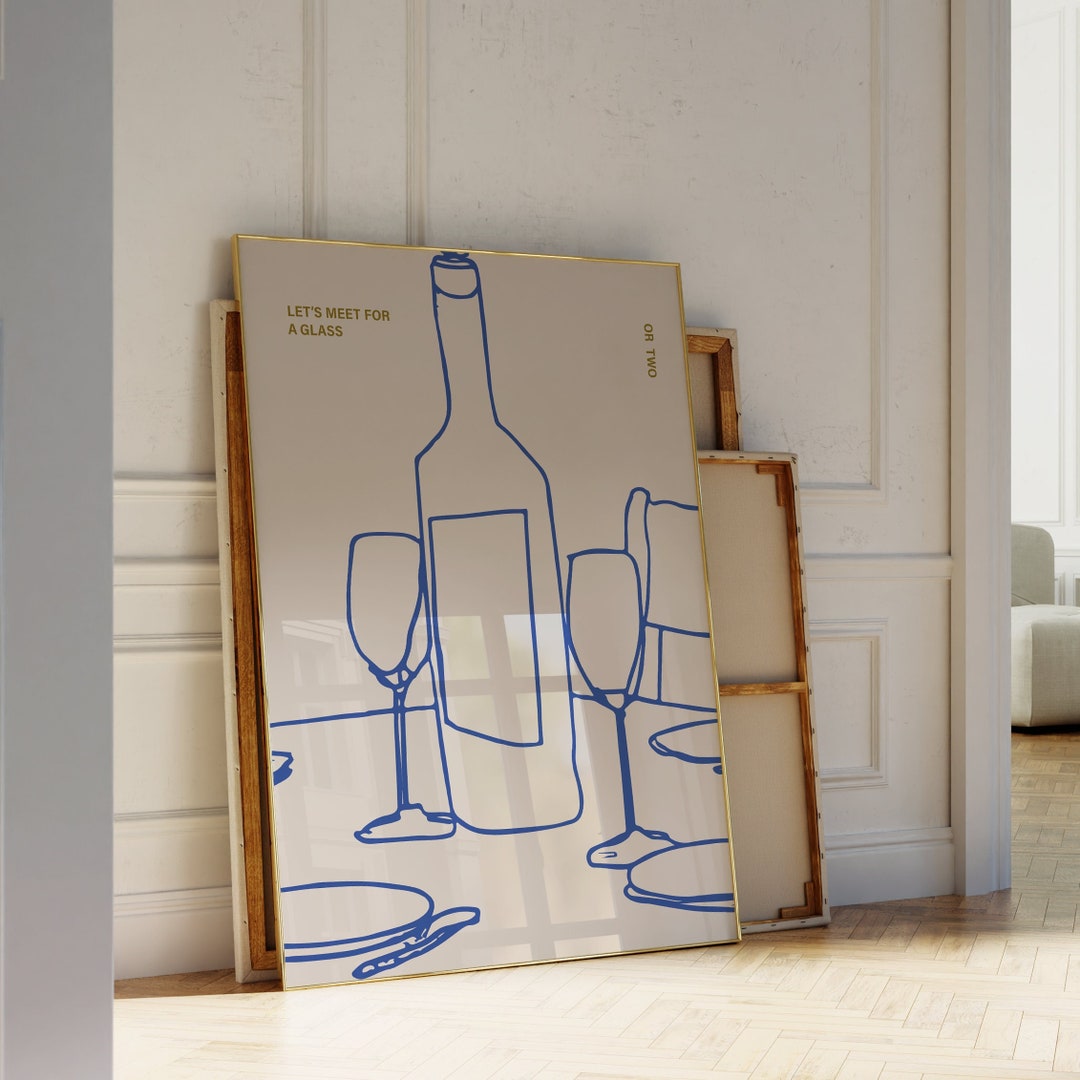 Minimal Wine Wall Art, Hand Drawn Cocktail Poster, Fun Drink Print ...