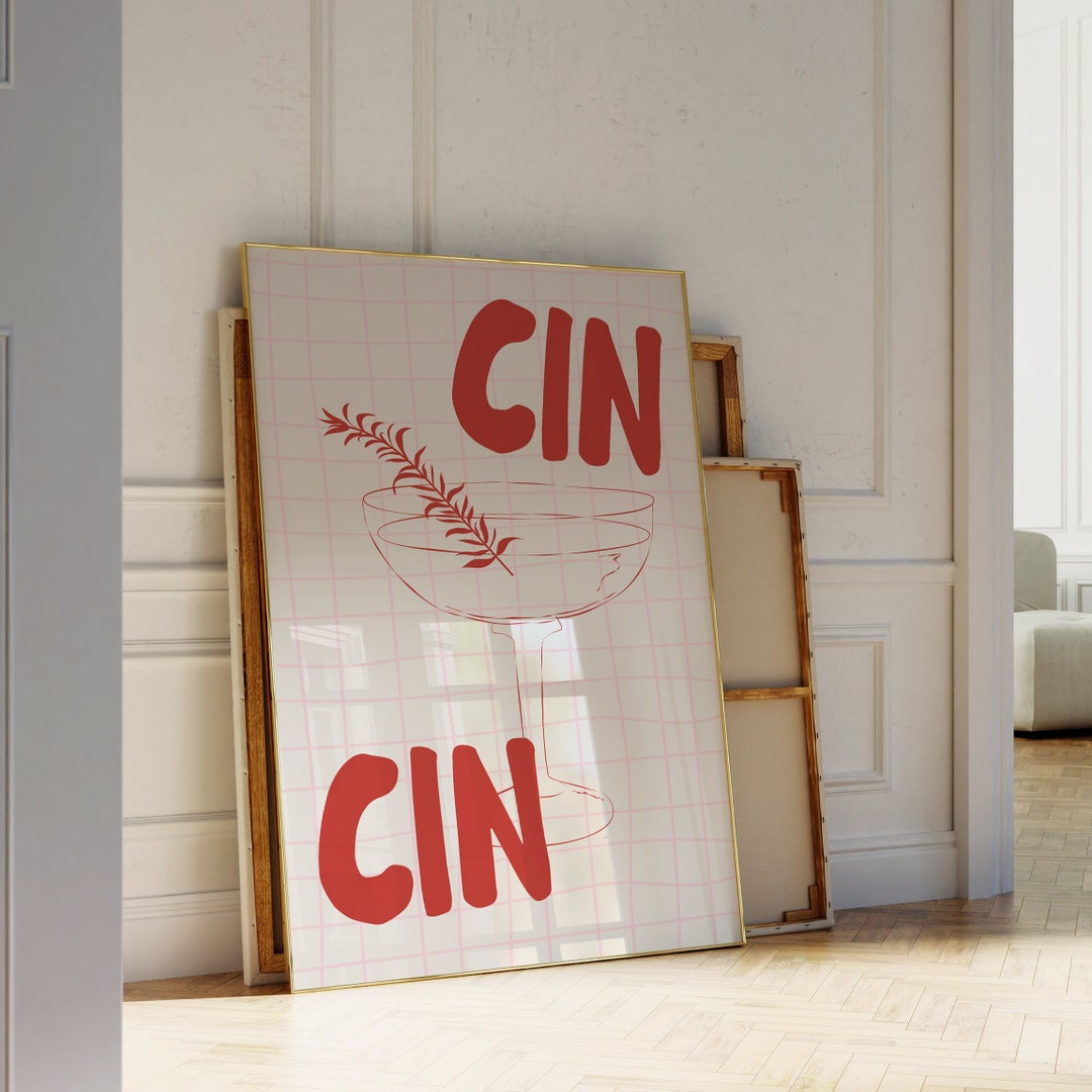 Cin Cin Wall Art, Cheers Poster, Hand Drawn Cocktail Wall Art | Digital ...