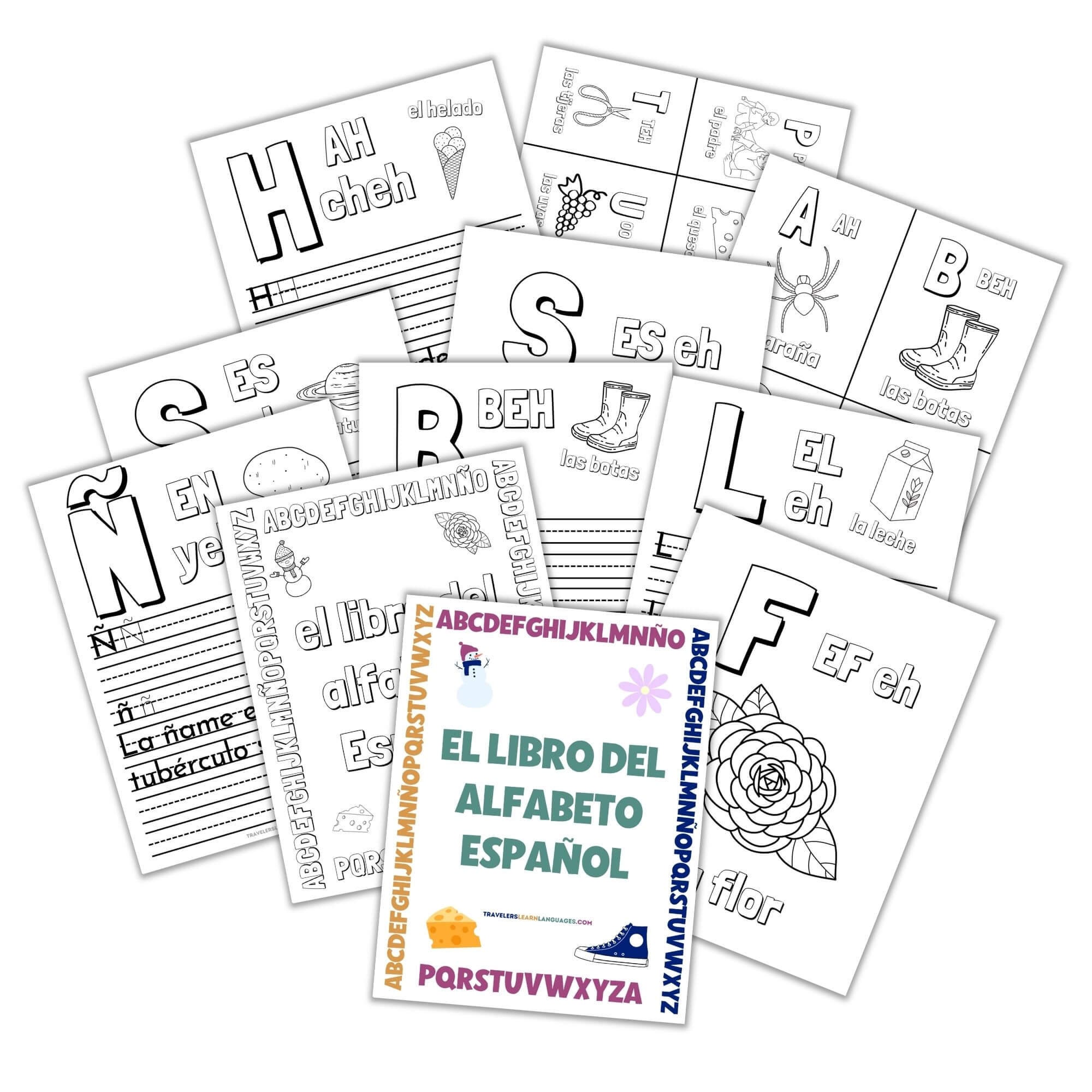 Alphabet in Spanish: Spanish Alphabet Coloring Book for Kids, Printable ...