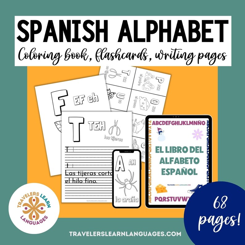 Alphabet in Spanish: Spanish Alphabet Coloring Book for Kids, Printable ...