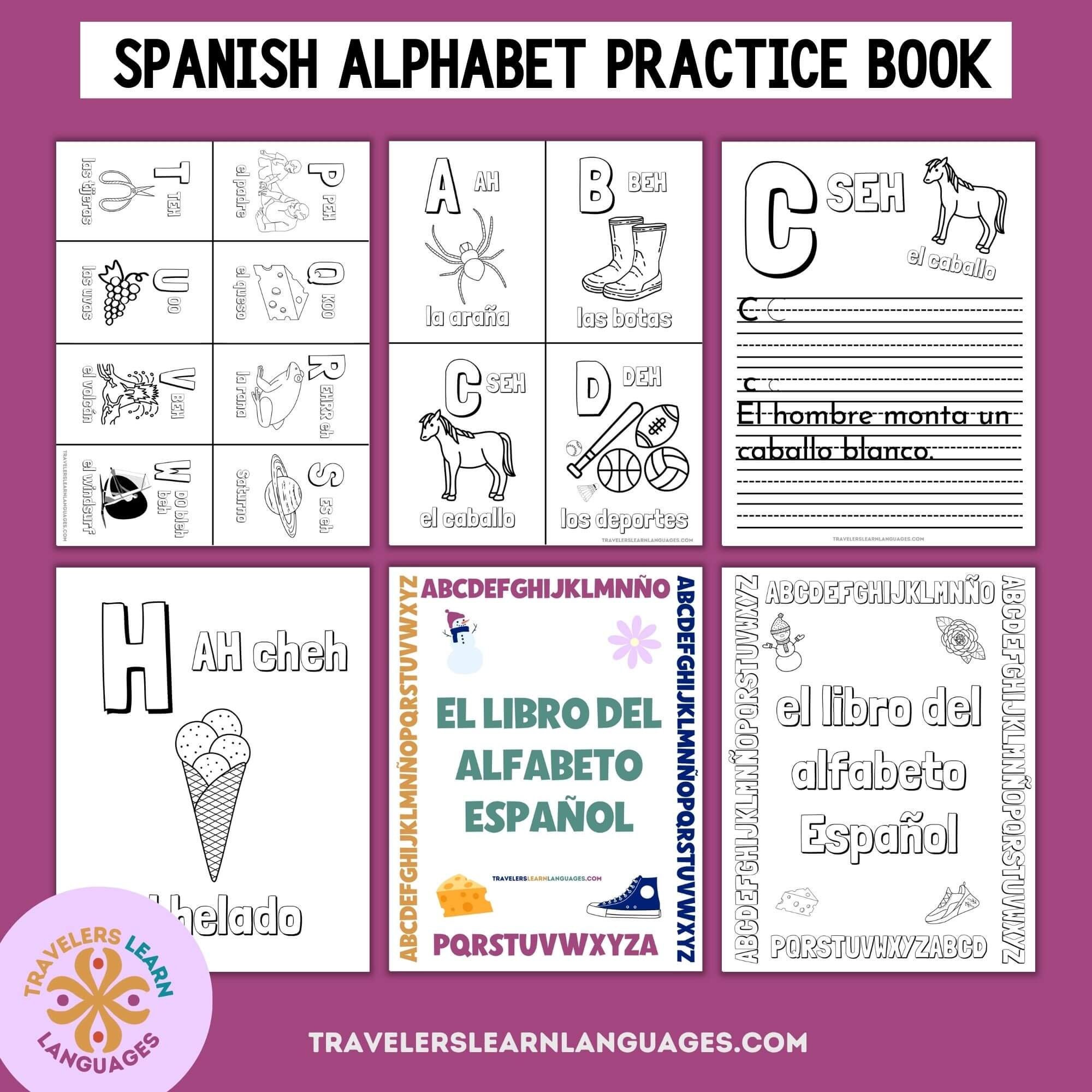 Alphabet in Spanish: Spanish Alphabet Coloring Book for Kids, Printable ...