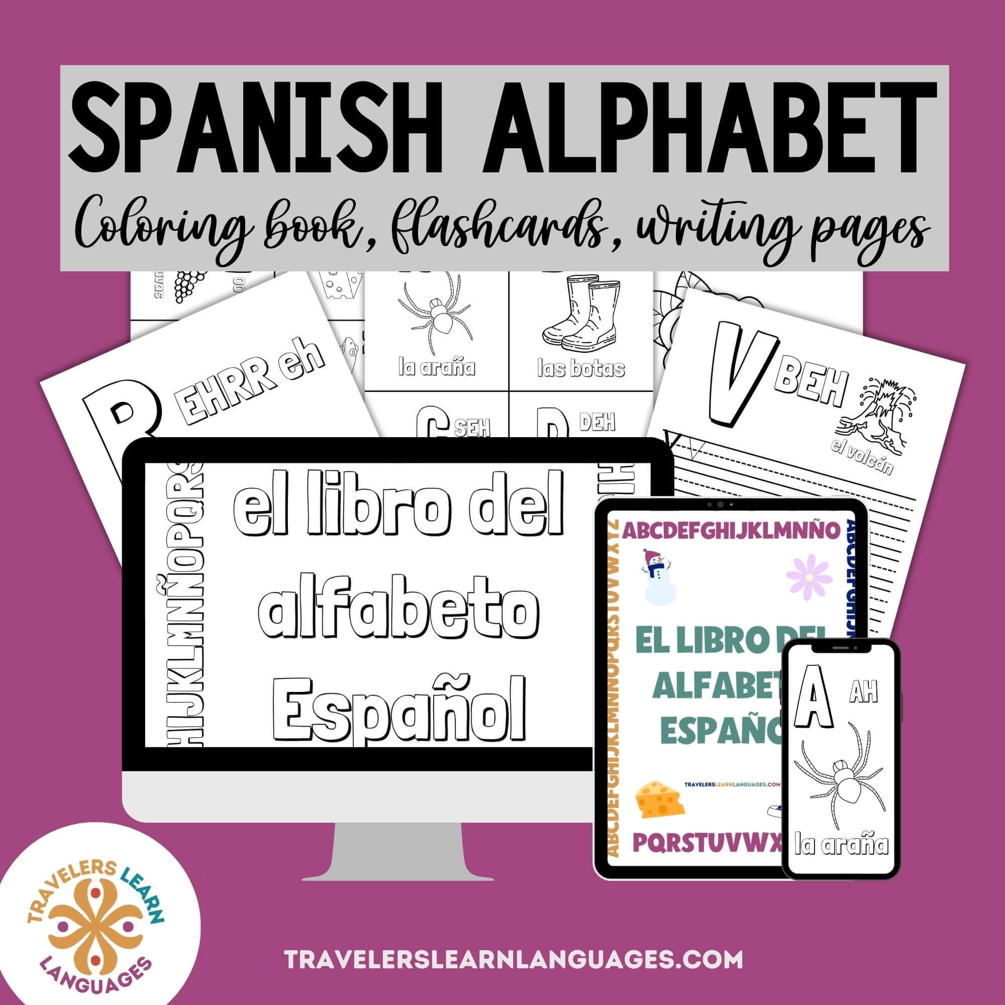 Alphabet in Spanish: Spanish Alphabet Coloring Book for Kids, Printable ...