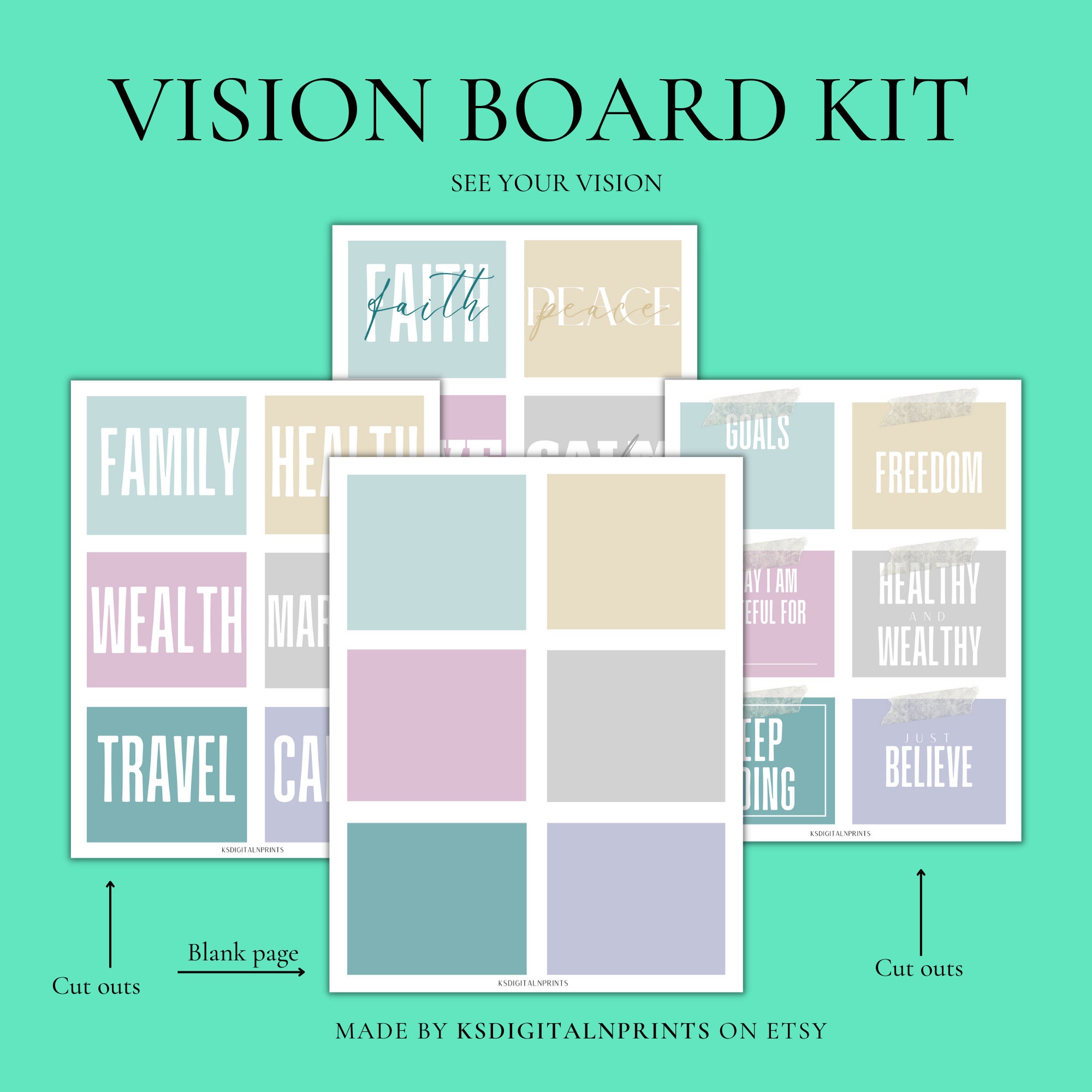 Vision Board Kit, Mood Board, Manifestation Kit, Reality Kit, Printable ...