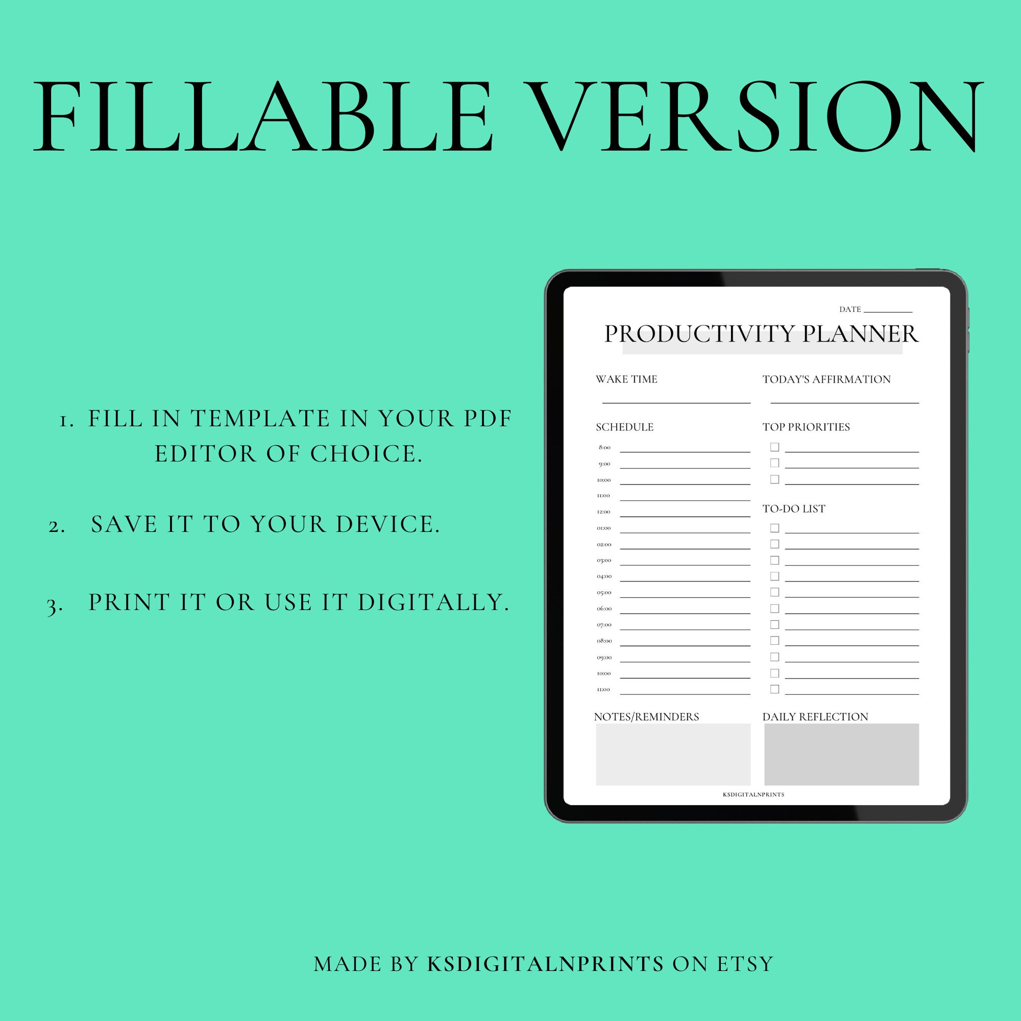 Productivity Planner Printable Productivity Planner Hourly - Etsy