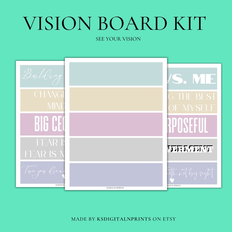 Vision Board Kit, Mood Board, Manifestation Kit, Reality Kit, Printable ...