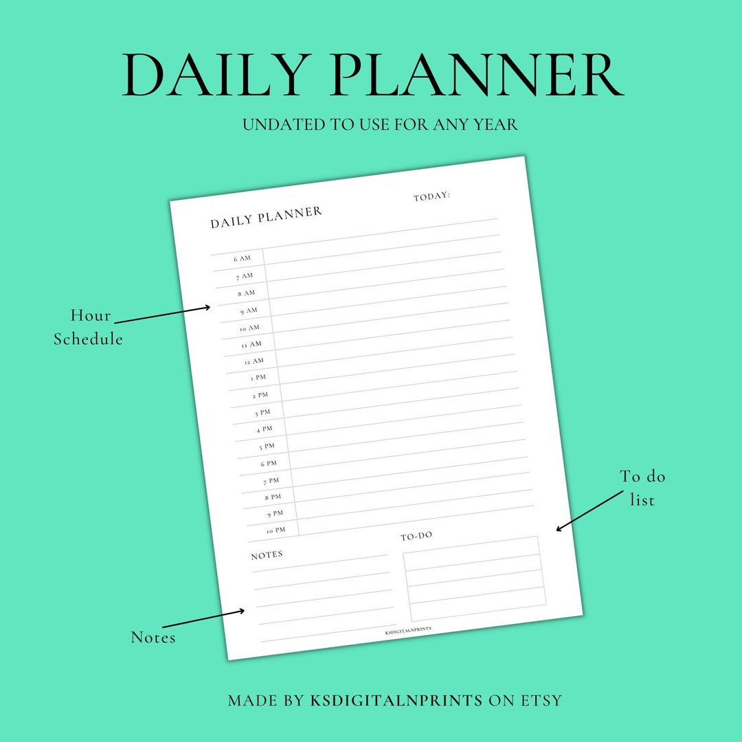 Daily Planner, Fillable Daily Planner, Hourly Planner, Task Log ...