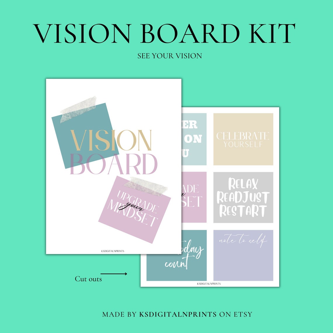 Vision Board Kit, Mood Board, Manifestation Kit, Reality Kit, Printable ...
