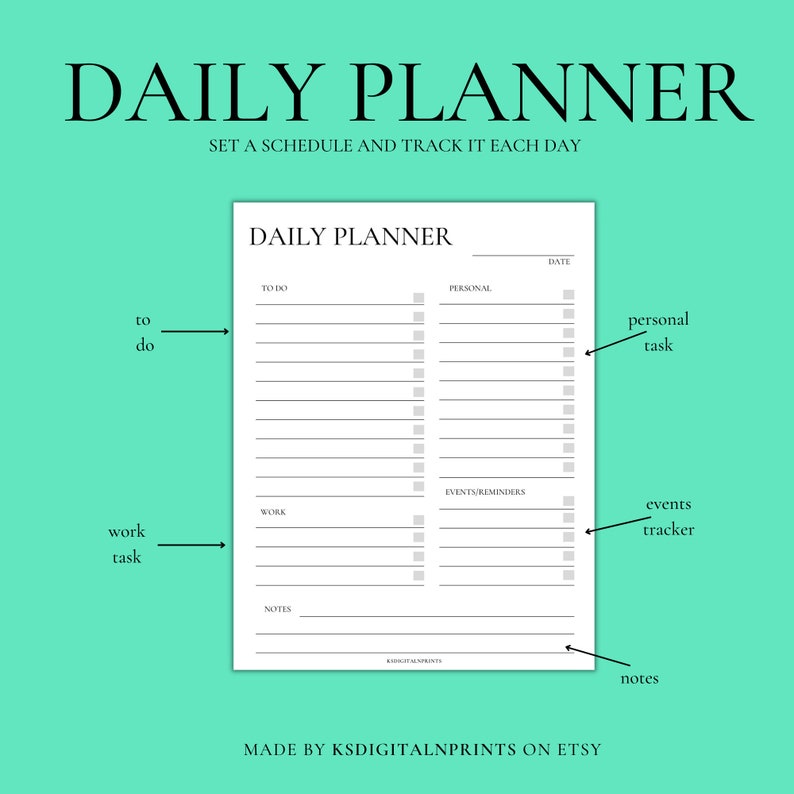 Daily Work Planner, Printable Planner, Work Tracker, - Etsy