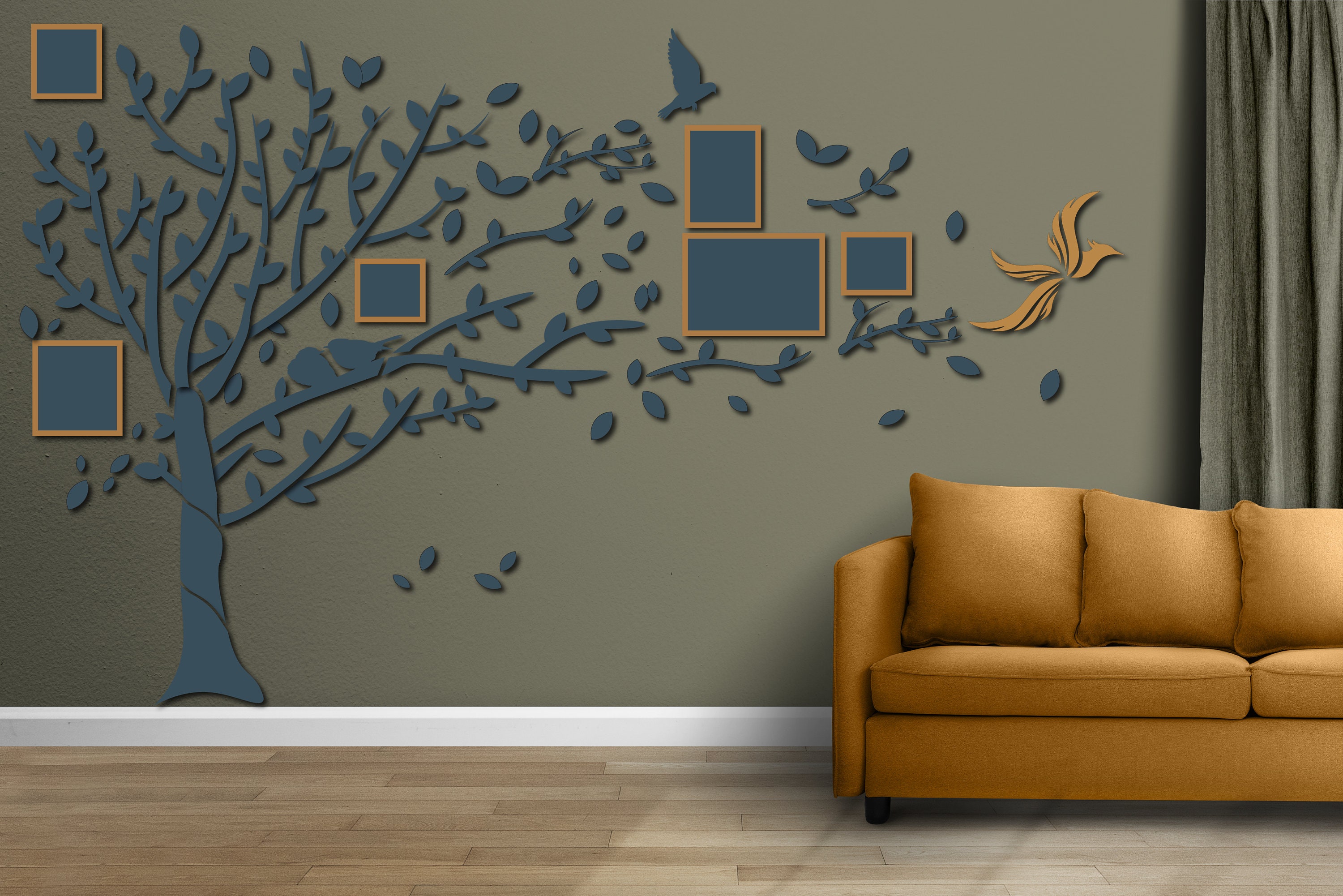 Wooden Family Tree With Frames Large Family Photo Tree Wall - Etsy