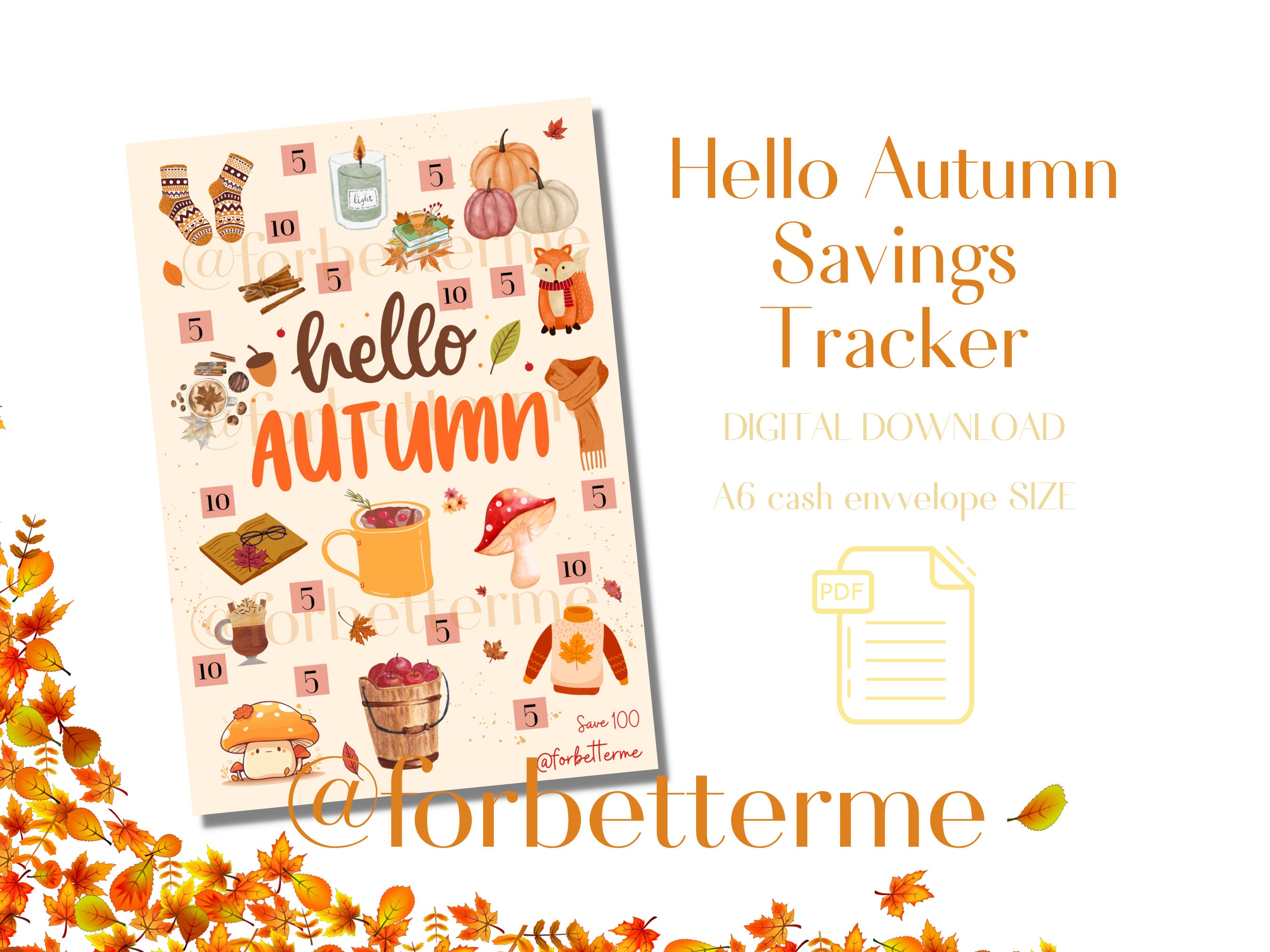 Hello Autumn Savings Tracker | Digital Download | Printable | A6 Cash ...