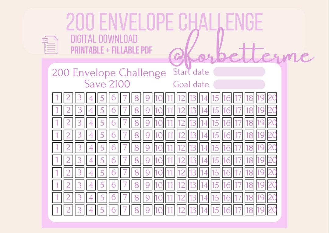 200 Envelope Challenge | 2023 Savings Challenge | Save 2100 | Savings ...