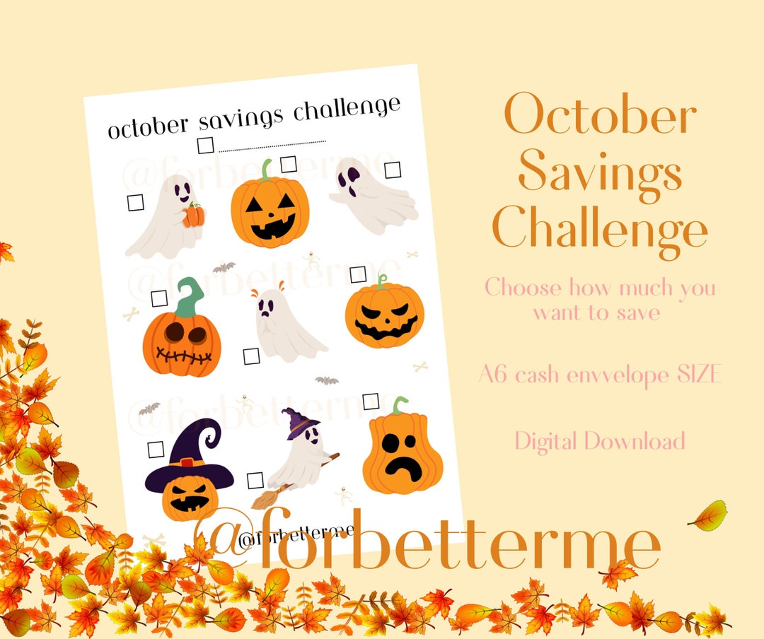 October Savings Challenge | Digital Download | Printable | A6 Cash ...