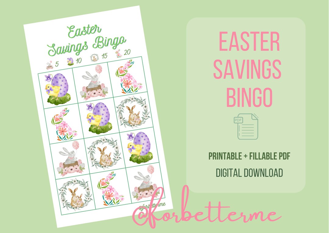 Easter Savings Bingo | Digital Download | Printable | A6 Cash Envelope ...