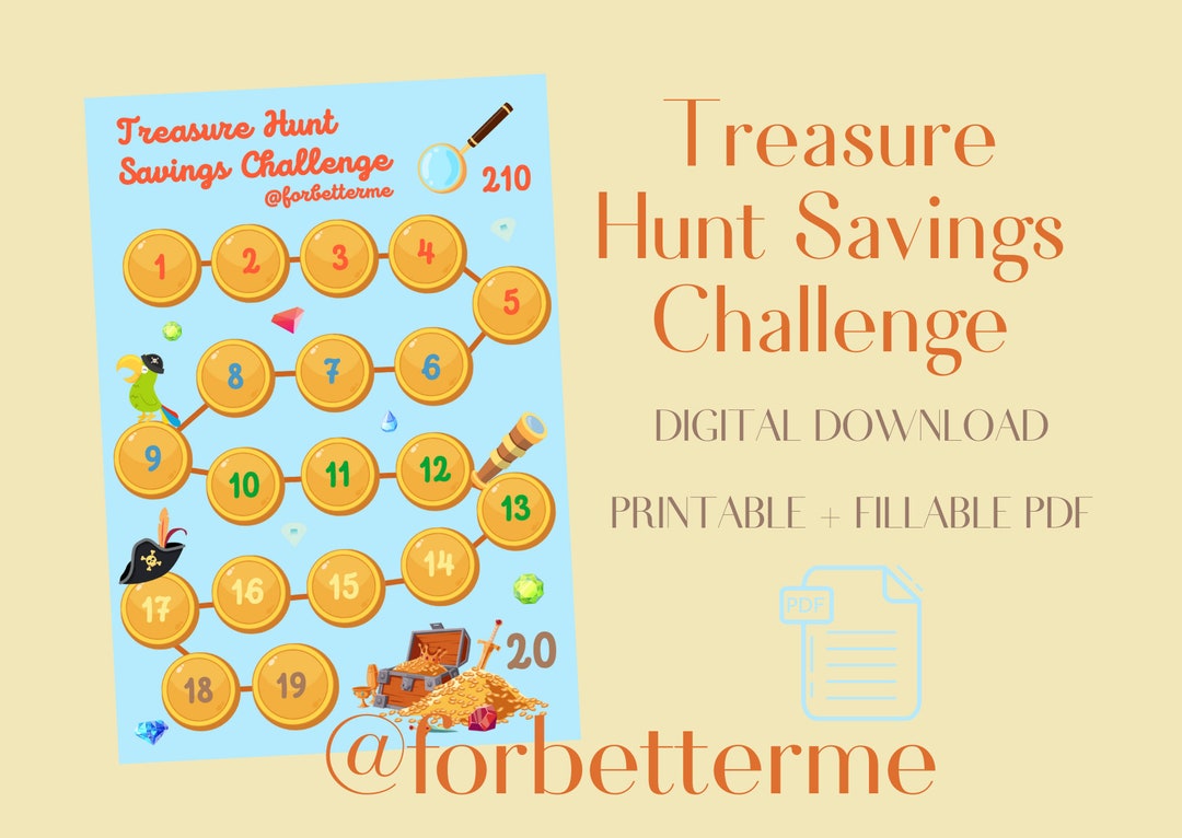 Treasure Hunt Savings Challenge Tracker | Digital Download | Printable ...