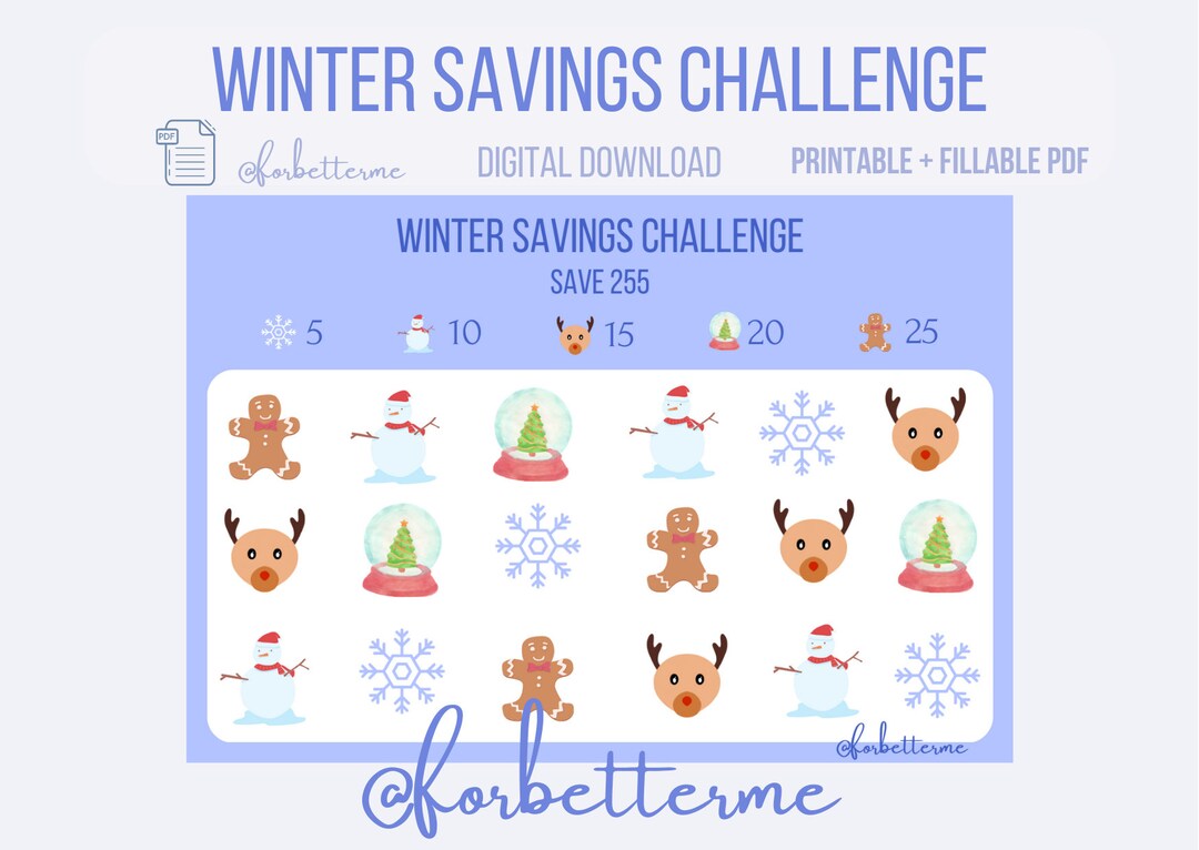 Winter Savings Challenge Tracker Digital Download - Etsy